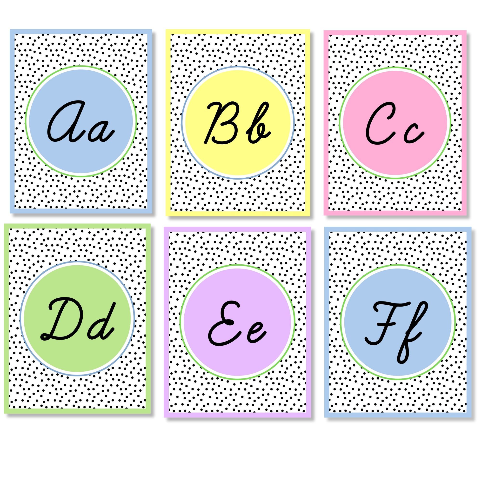 Pastel Colors Printable Alphabet Posters, Cursive and Manuscript ...