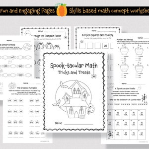 Halloween Math Worksheets Pack, Printable Halloween Worksheets for Kids ...