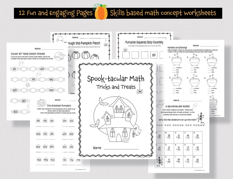 Halloween Math Worksheets Pack, Printable Halloween Worksheets for Kids ...