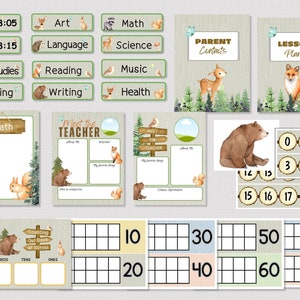WOODLAND CLASSROOM DECOR Bundle, Printable Woodland Decor for Classroom ...