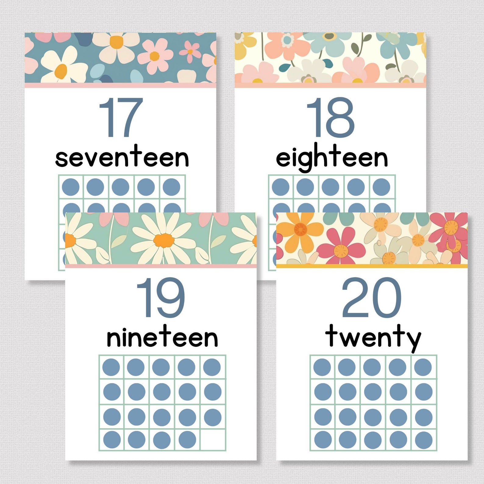 CLASSROOM NUMBER Posters With Tens Frames, Printable Numbers 1-20 ...
