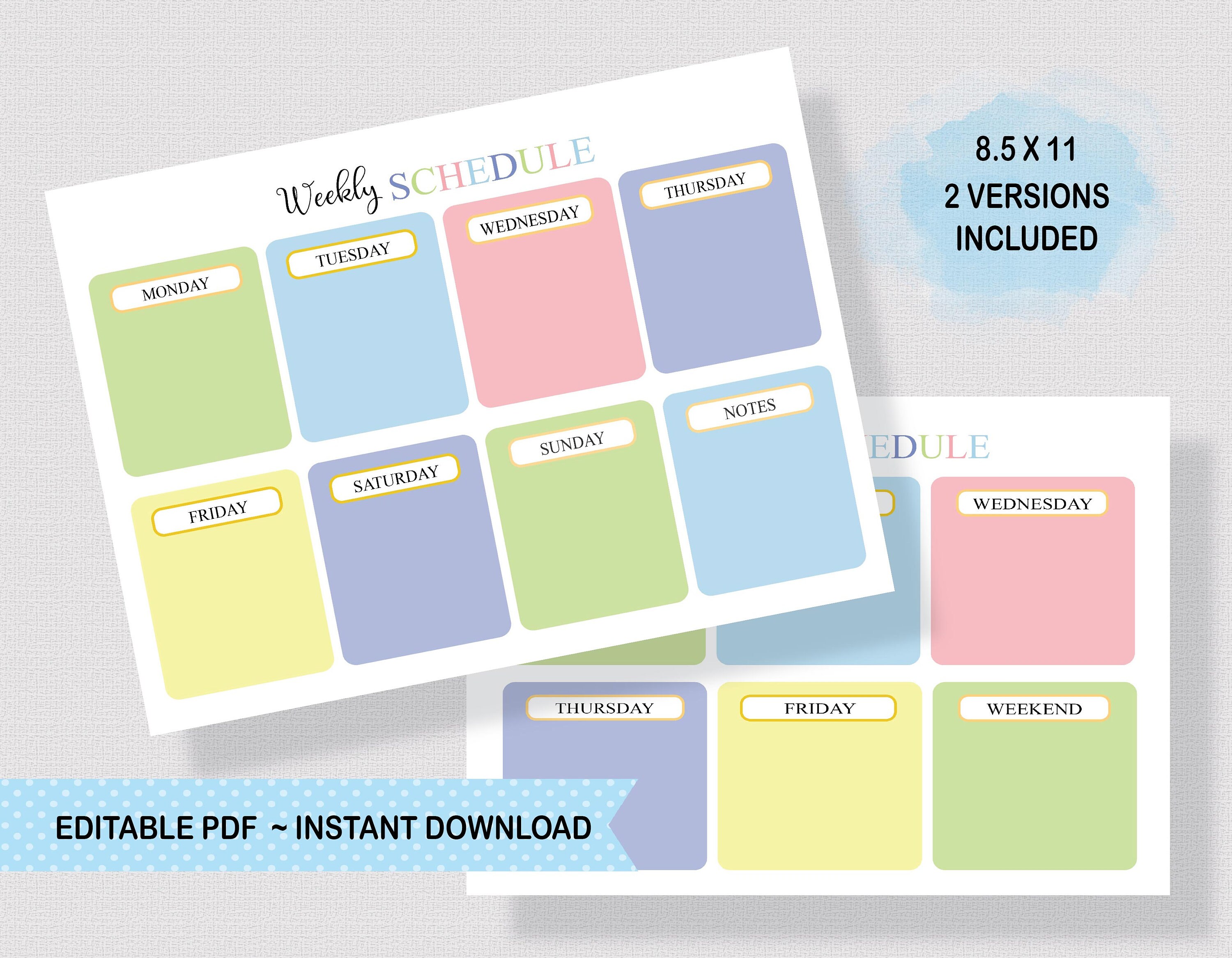 Kids Weekly Planner Printable, Editable Kids Weekly Schedule, Editable ...