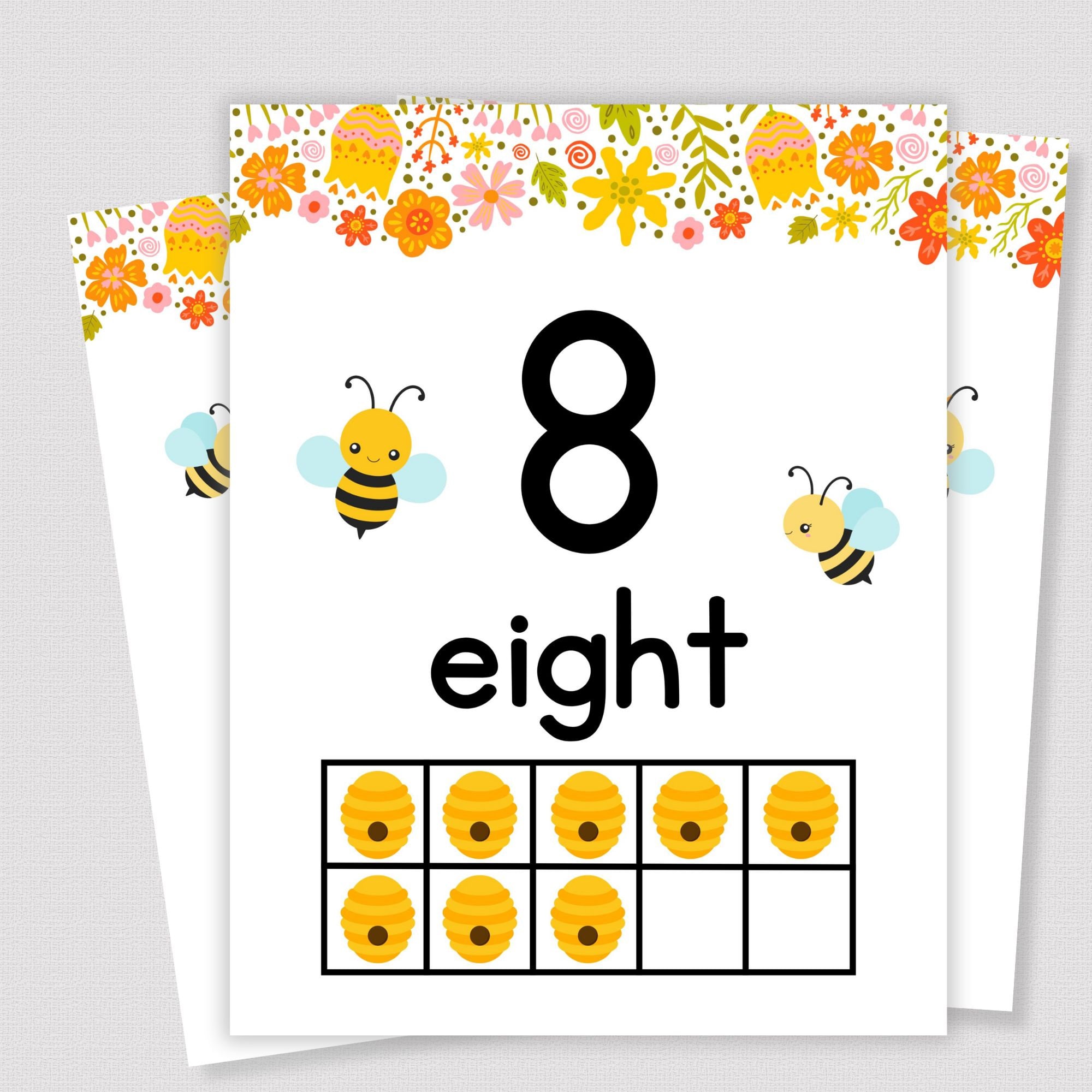 BEE THEME NUMBER Posters, Printable Honey Bee Theme, Numbers 1-20 ...