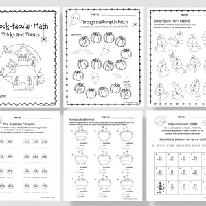 Halloween Math Worksheets Pack, Printable Halloween Worksheets for Kids ...