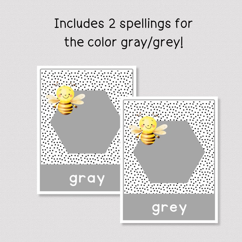 BEE THEME COLOR Posters for Classroom, Printable Honey Bee Theme Color ...