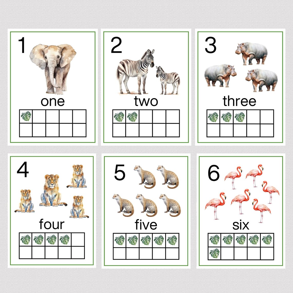 JUNGLE NUMBER POSTERS, Printable Safari Theme Numbers 1-20 With Tens ...