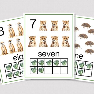 JUNGLE NUMBER POSTERS, Printable Safari Theme Numbers 1-20 With Tens ...