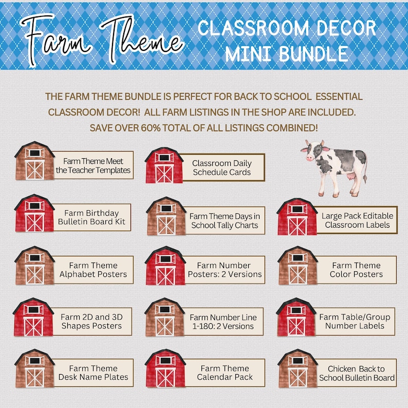 FARM THEME Classroom Decor Bundle, Printable Farm Theme Classroom Decor ...