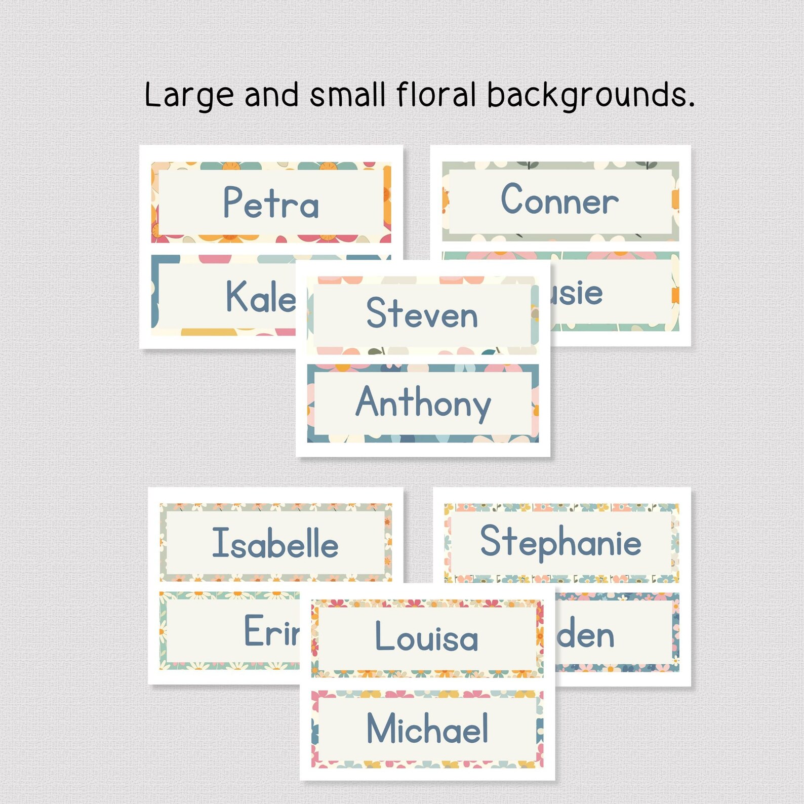 BOHO GARDEN DESK Name Tags, Printable Pastel Desk Name Plates, Boho ...