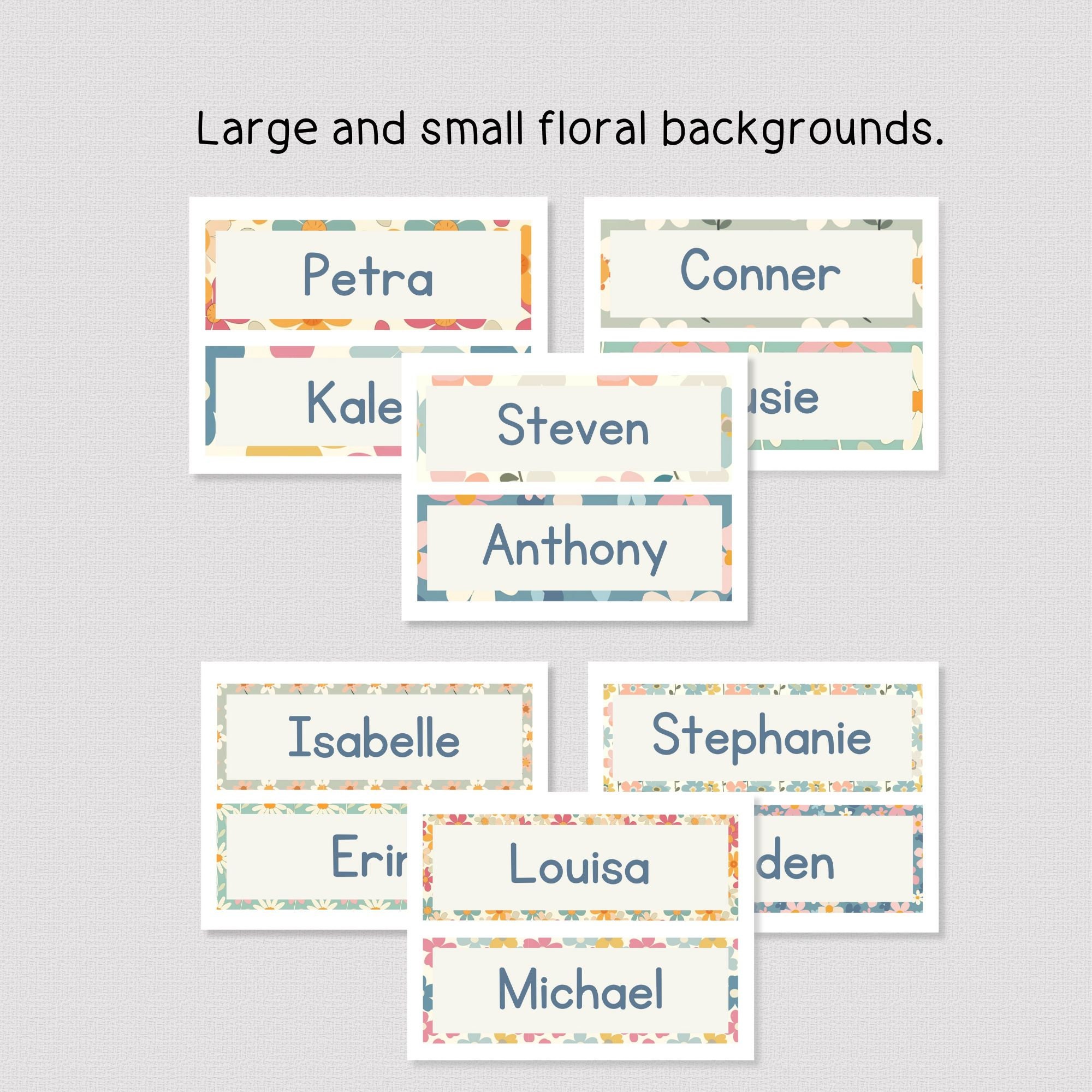 BOHO GARDEN DESK Name Tags, Printable Pastel Desk Name Plates, Boho ...