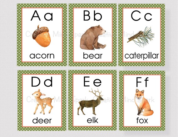 WOODLAND ALPHABET POSTERS Printable Woodland Theme Alphabet - Etsy Canada
