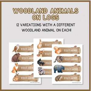 WOODLAND CLASSROOM LABELS and Tags, Large Set of Editable Woodland ...
