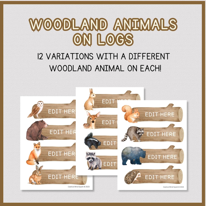 WOODLAND CLASSROOM LABELS and Tags, Large Set of Editable Woodland ...