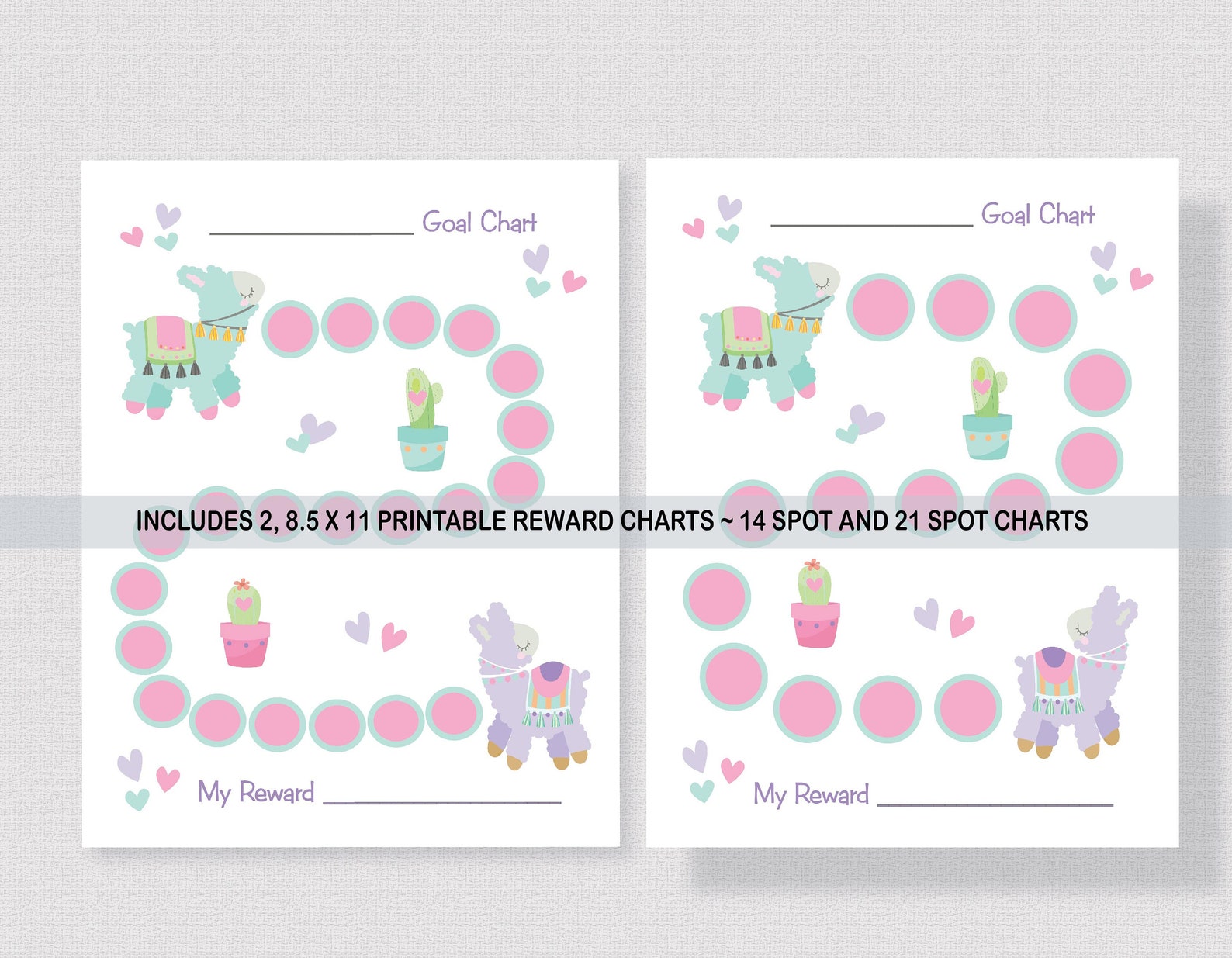 PRINTABLE LLAMA REWARD Chart Kit, Girls Llama Reward Chart, Cute Llama ...
