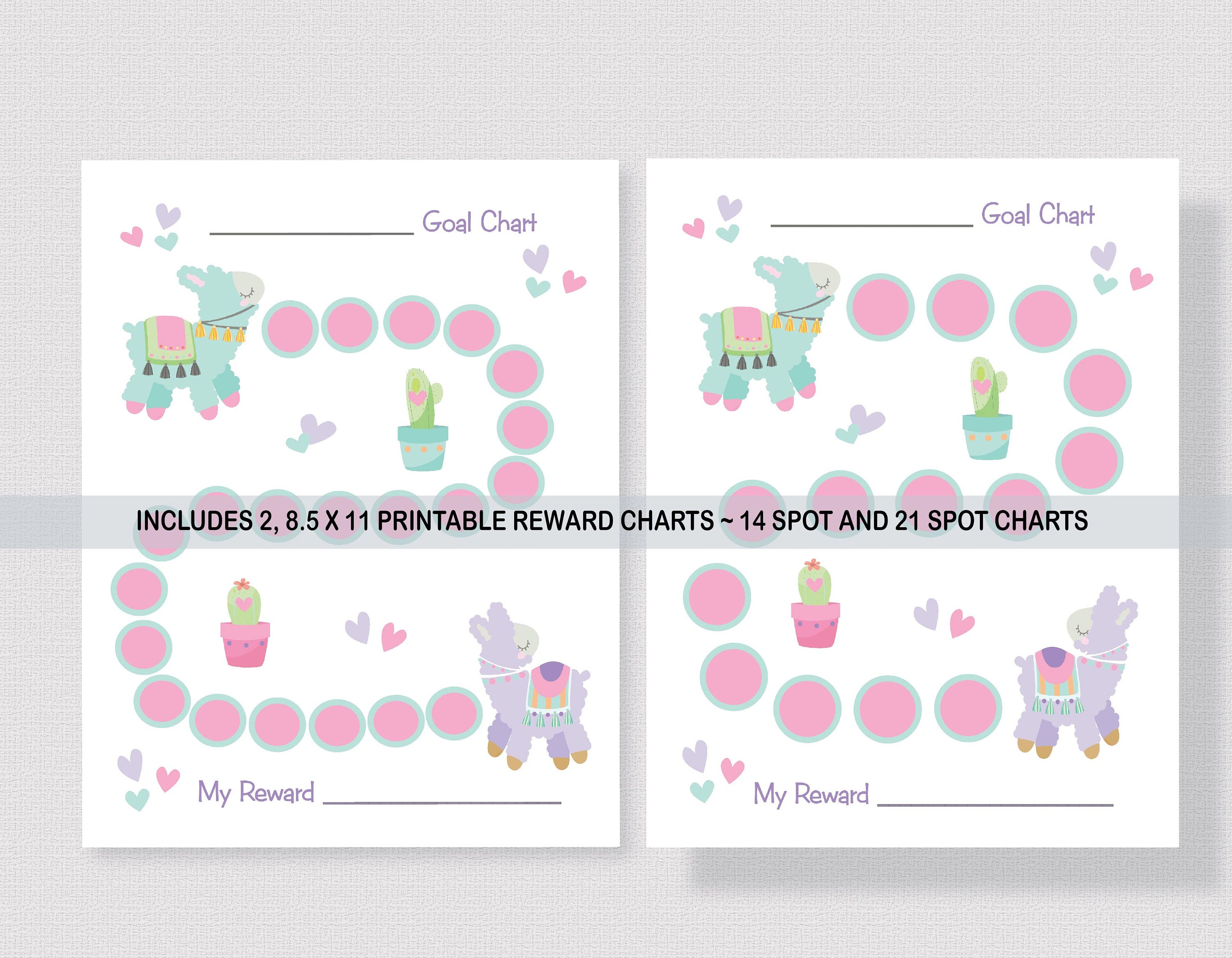 PRINTABLE LLAMA REWARD Chart Kit, Girls Llama Reward Chart, Cute Llama ...