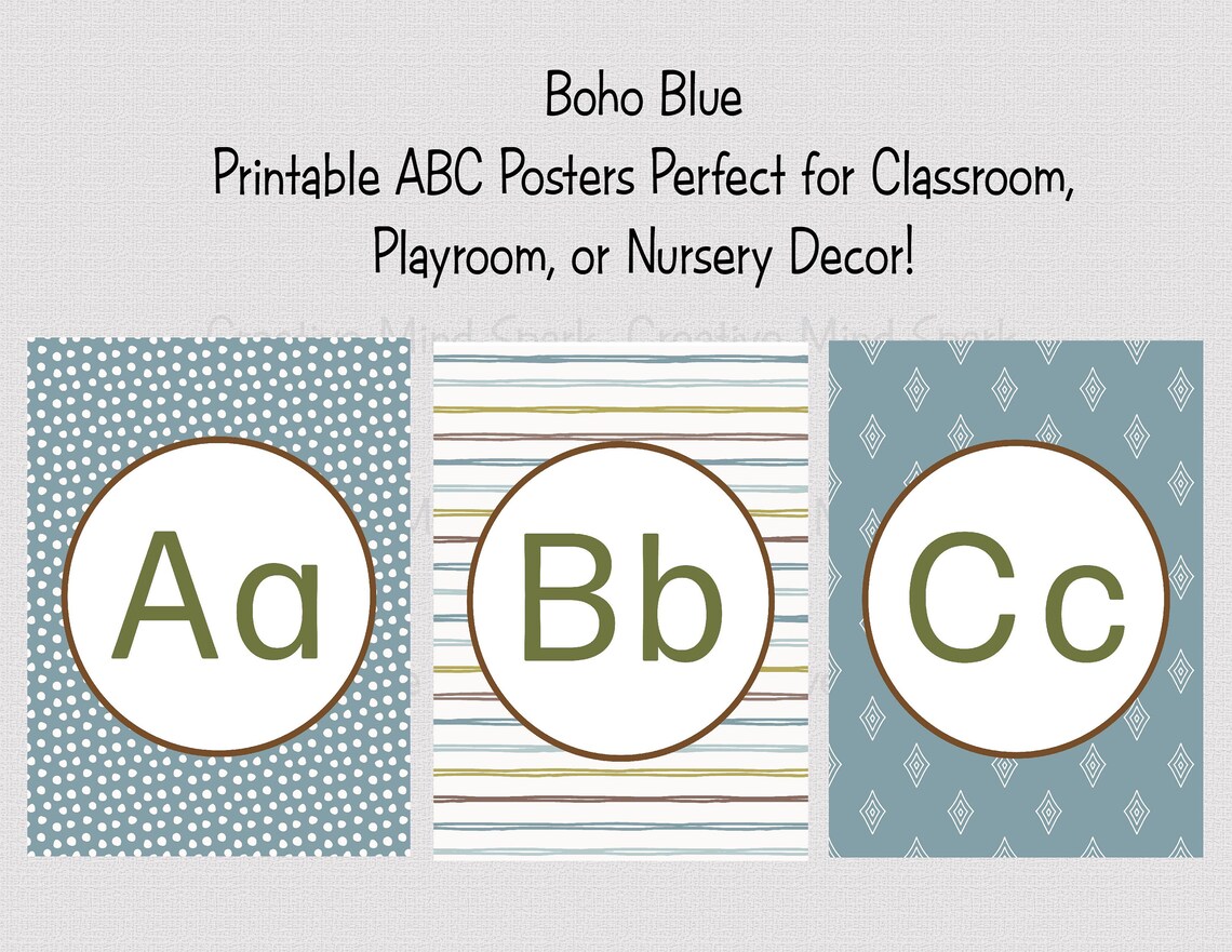 BOHO ALPHABET POSTERS for Classroom, Printable Alphabet Classroom Decor ...