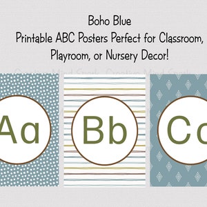 BOHO ALPHABET POSTERS for Classroom, Printable Alphabet Classroom Decor ...