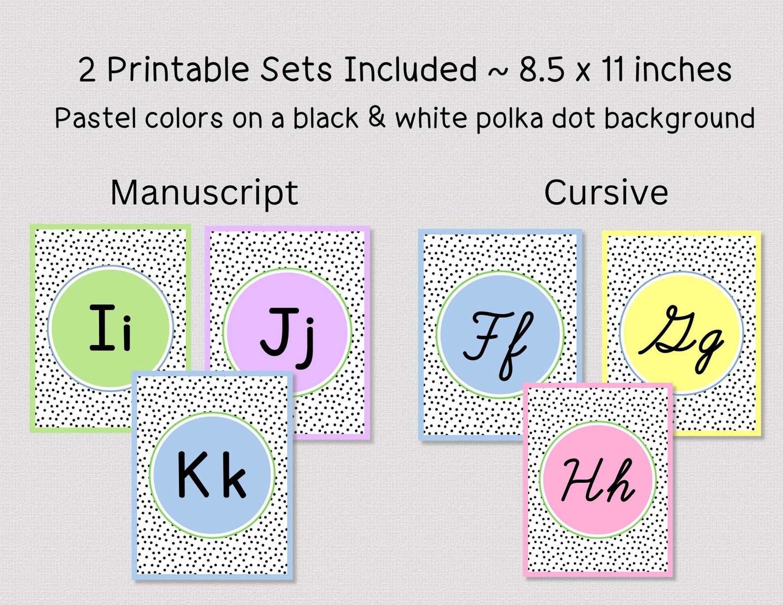 PASTEL COLORS Printable Alphabet Posters, Cursive and Manuscript ...