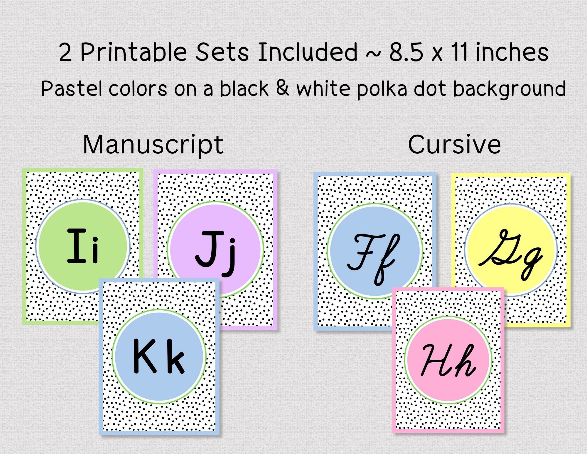 PASTEL COLORS Printable Alphabet Posters, Cursive and Manuscript ...