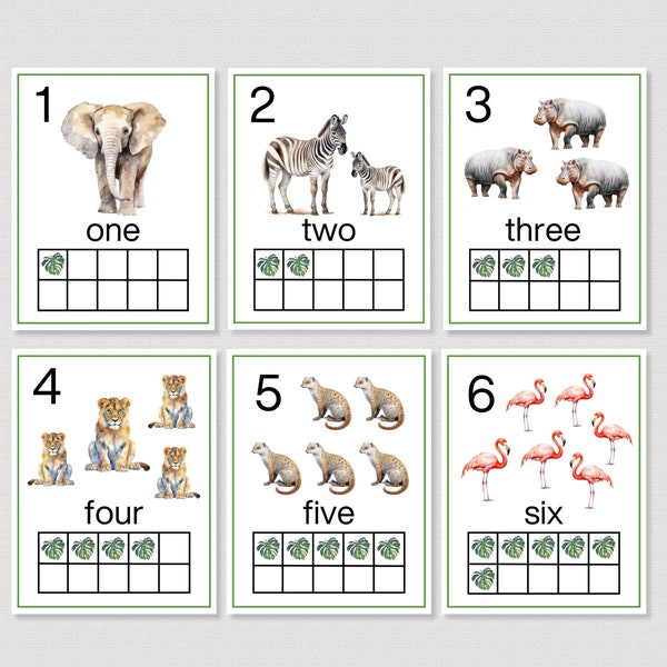 Jungle Theme Number Posters - Etsy