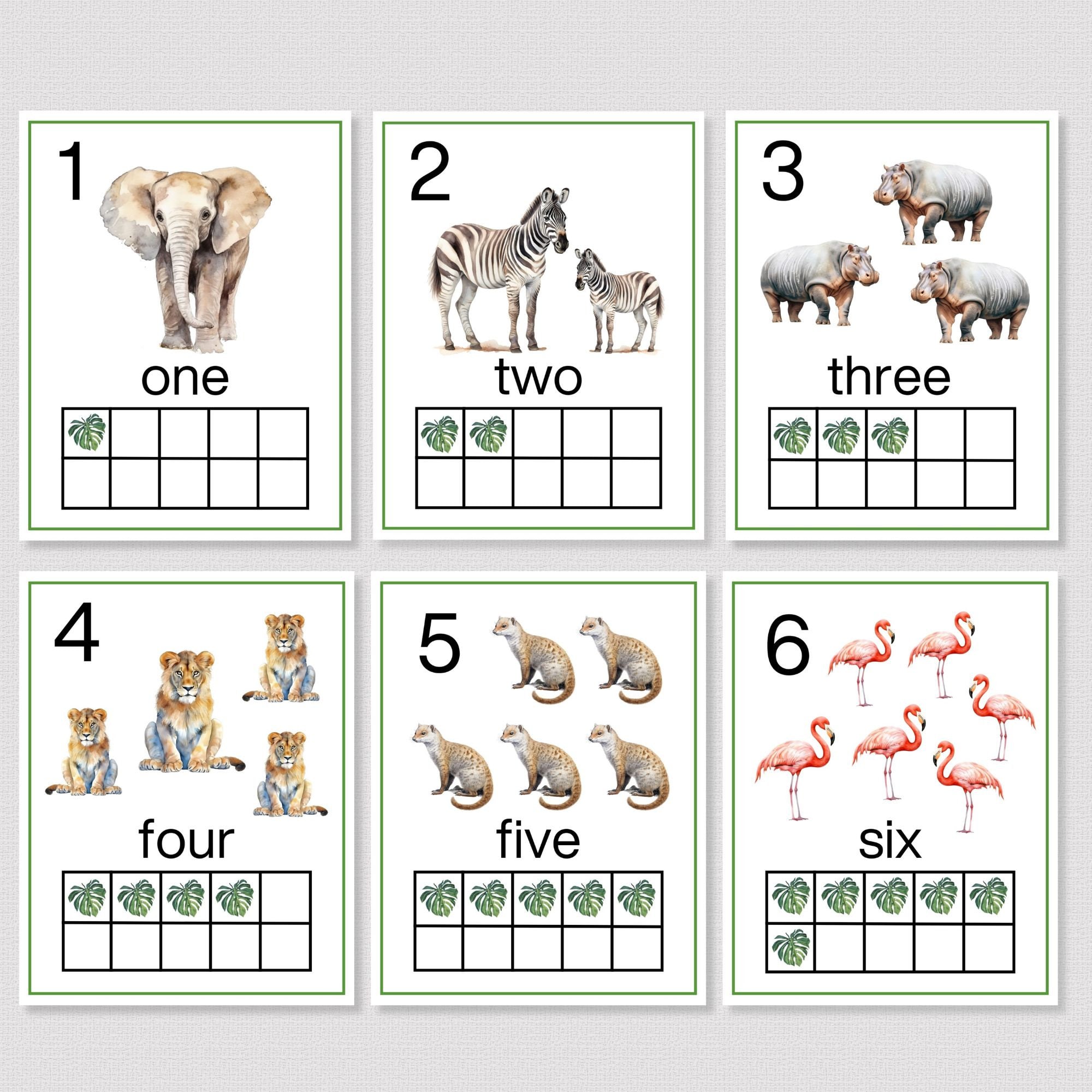 JUNGLE NUMBER POSTERS, Printable Safari Theme Numbers 1-20 With Tens ...