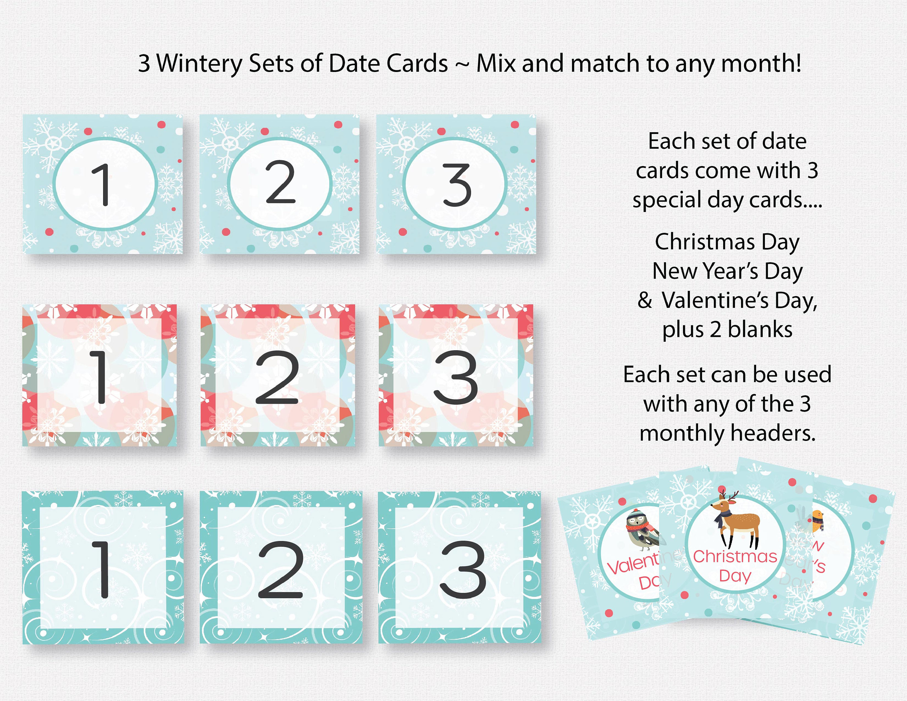 WINTER WOODLAND CLASSROOM Calendar Set, Printable December, January ...