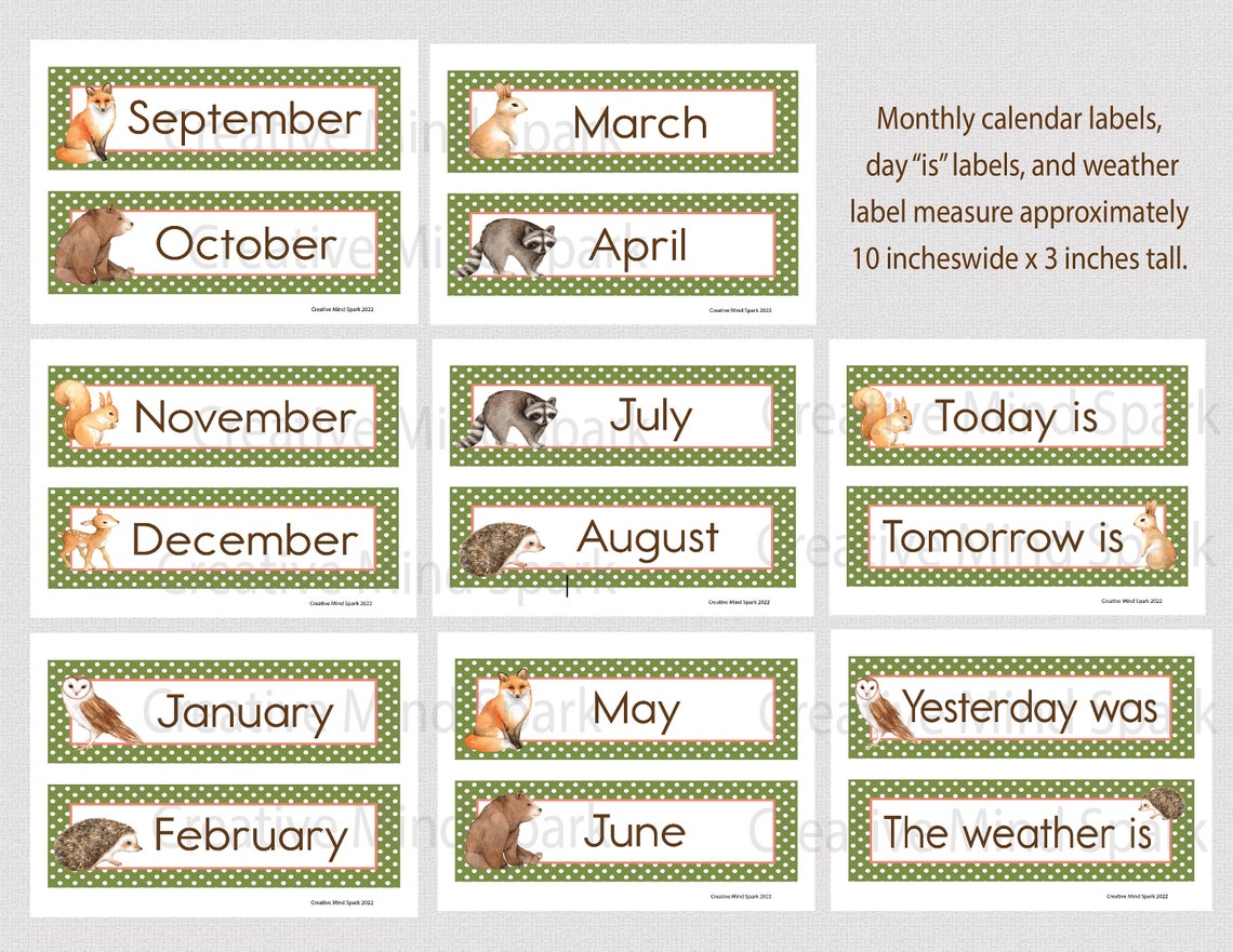 WOODLAND CLASSROOM CALENDAR Printable Woodland Theme Calendar - Etsy