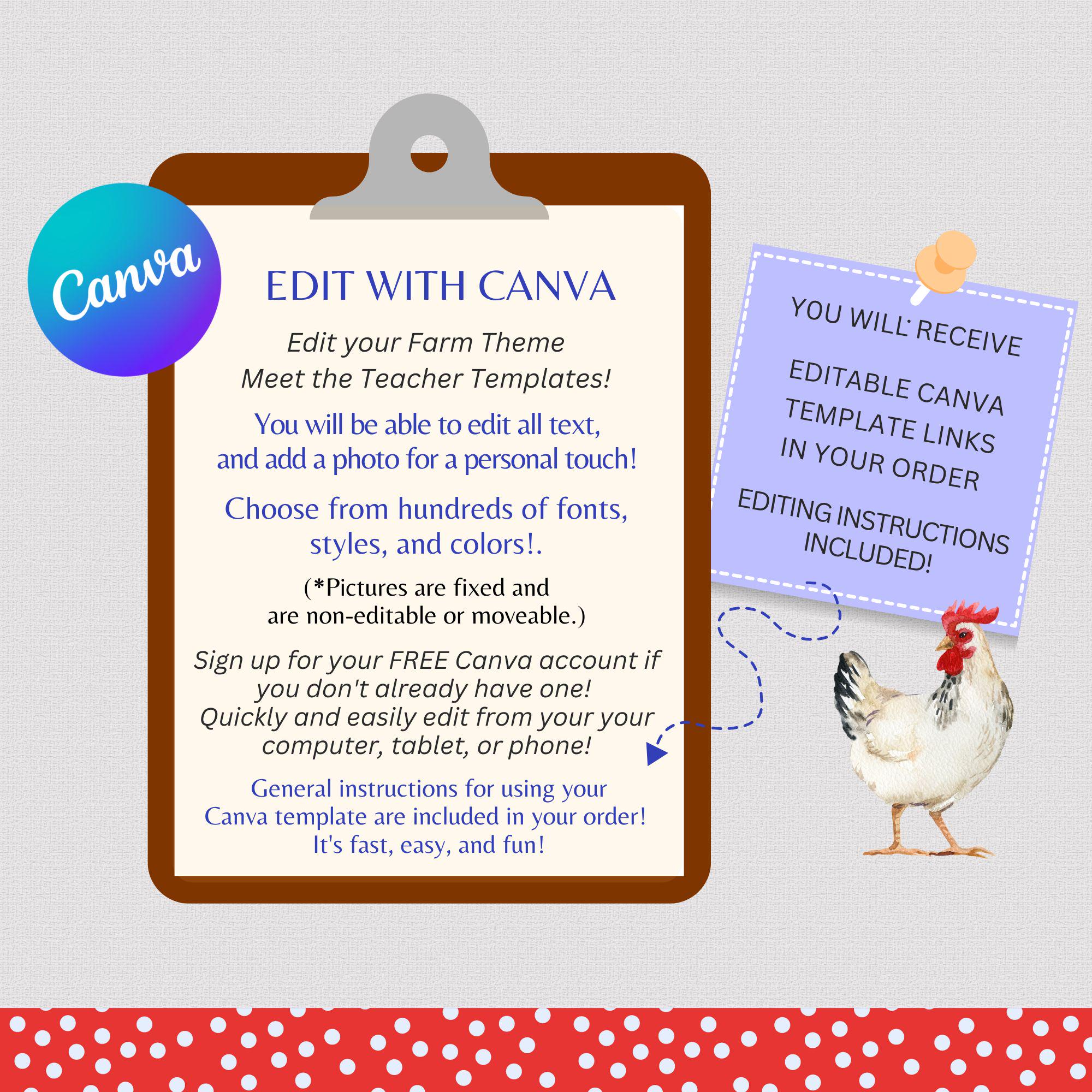 MEET THE TEACHER Farm Theme Newsletter Templates, Canva Templates for ...