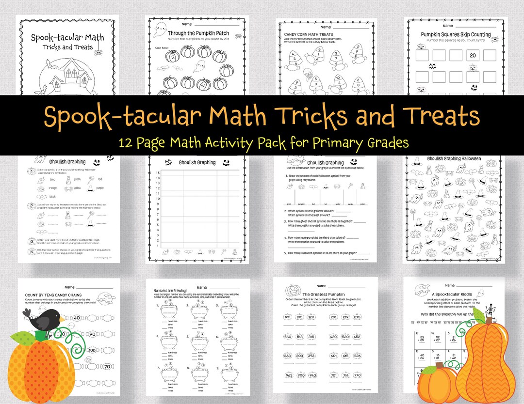 Halloween Math Worksheets Pack, Printable Halloween Worksheets for Kids ...
