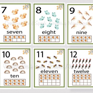 WOODLAND NUMBER POSTERS, Printable Woodland Theme, Numbers 1-20 ...