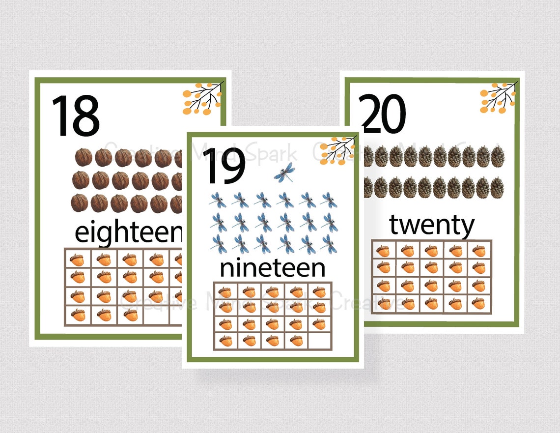 WOODLAND NUMBER POSTERS, Printable Woodland Theme, Numbers 1-20 ...