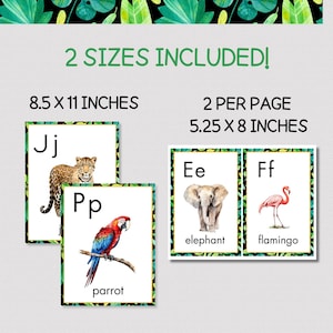 JUNGLE ALPHABET POSTERS, Printable Safari Animals Alphabet Posters, Abc ...