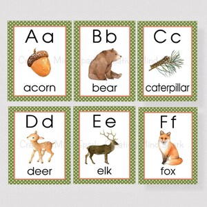 WOODLAND ALPHABET POSTERS, Printable Woodland Theme, Alphabet Classroom ...