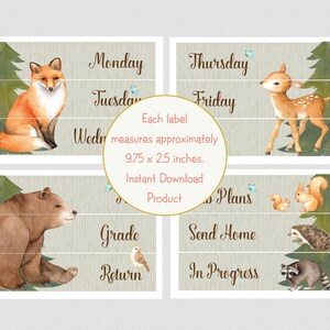 PRINTABLE ROLLING CART Drawer Labels, Editable Woodland Theme Classroom ...