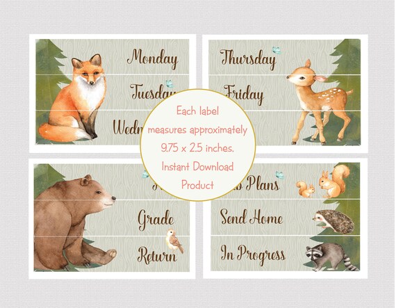 PRINTABLE ROLLING CART Drawer Labels Woodland Theme Classroom - Etsy