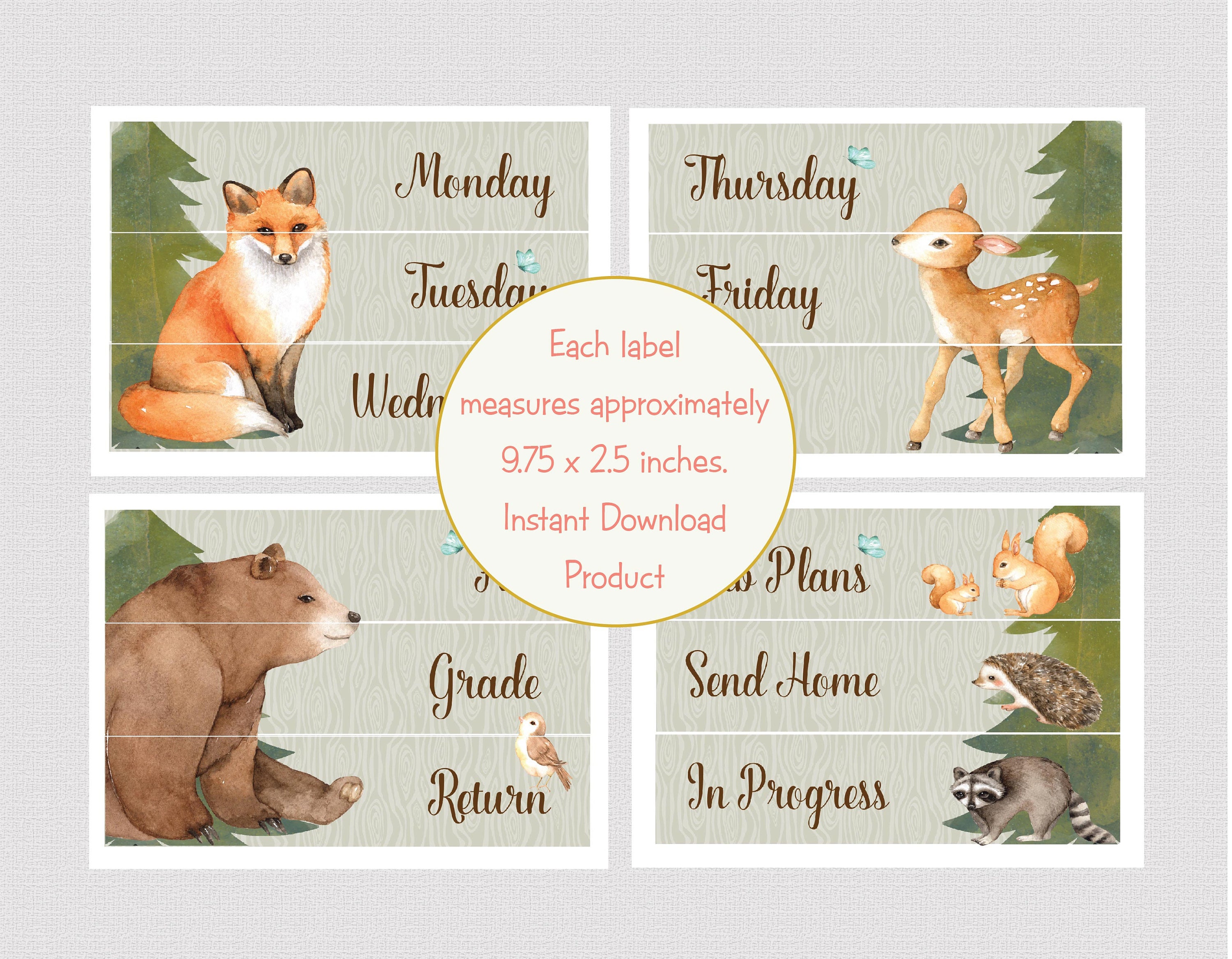PRINTABLE ROLLING CART Drawer Labels, Editable Woodland Theme Classroom ...