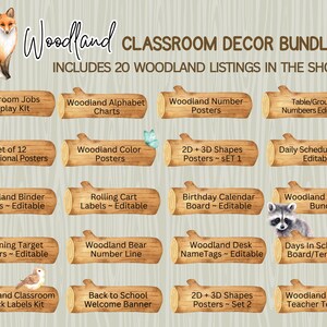 WOODLAND CLASSROOM DECOR Bundle, Printable Woodland Decor for Classroom ...