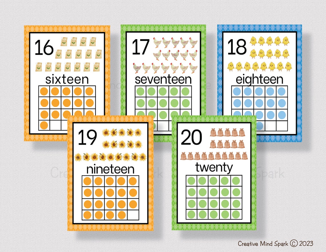 FARM THEME NUMBER Printable Posters, Farm Numbers 1-20 Classroom Wall ...