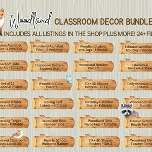 WOODLAND CLASSROOM DECOR Bundle, Printable Woodland Decor for Classroom ...