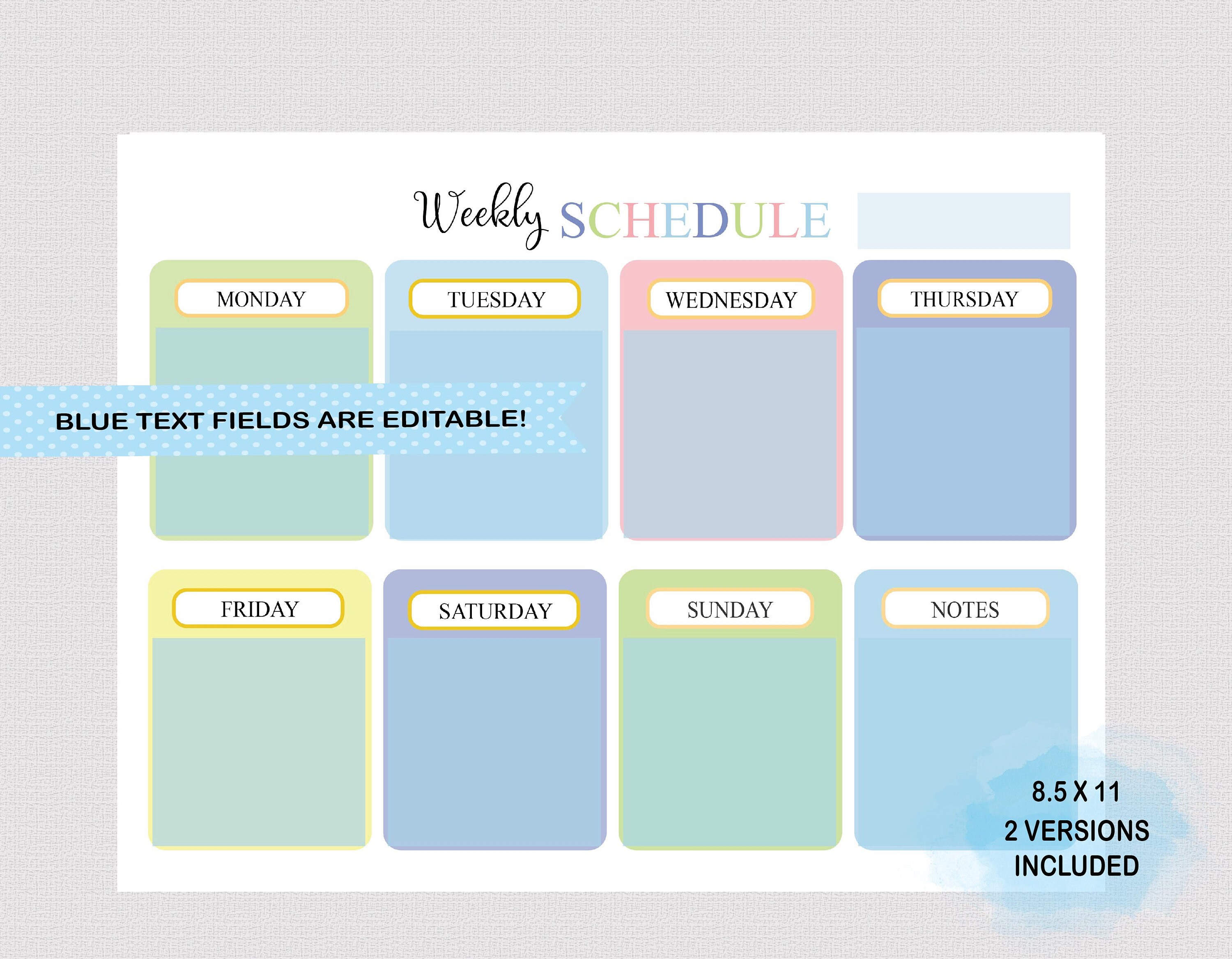 Kids Weekly Planner Printable, Editable Kids Weekly Schedule, Editable ...