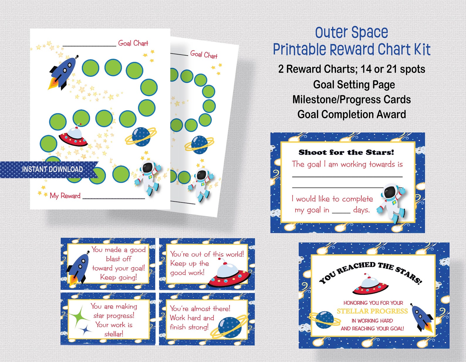 PRINTABLE REWARD CHART for Kids, Space Reward Chart Bundle, Outer Space ...