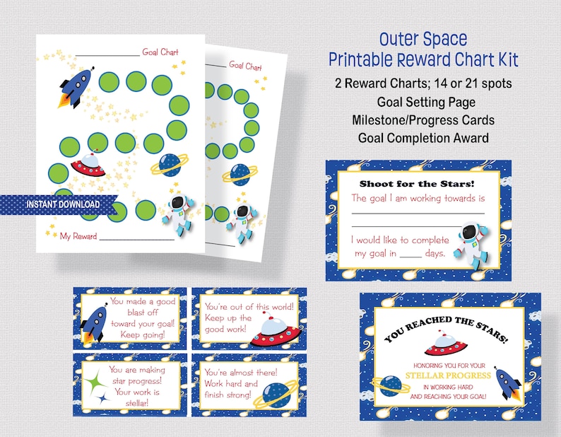 PRINTABLE REWARD CHART for Kids, Space Reward Chart Bundle, Outer Space ...