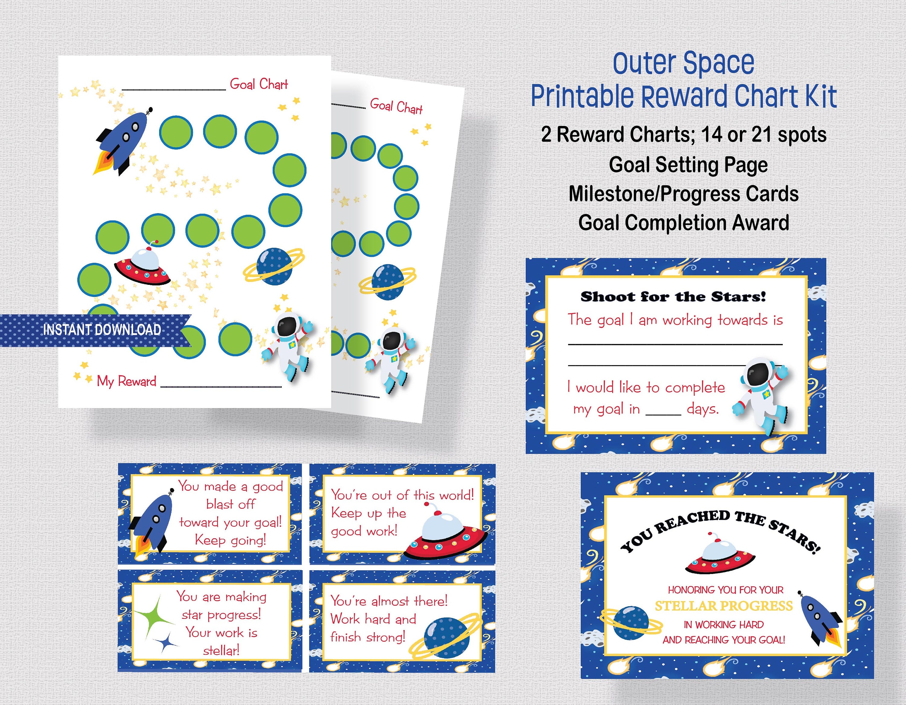 PRINTABLE REWARD CHART for Kids, Space Reward Chart Bundle, Outer Space ...