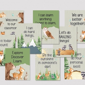 WOODLAND Motivational Posters for Classroom, Printable Woodland Mindset ...
