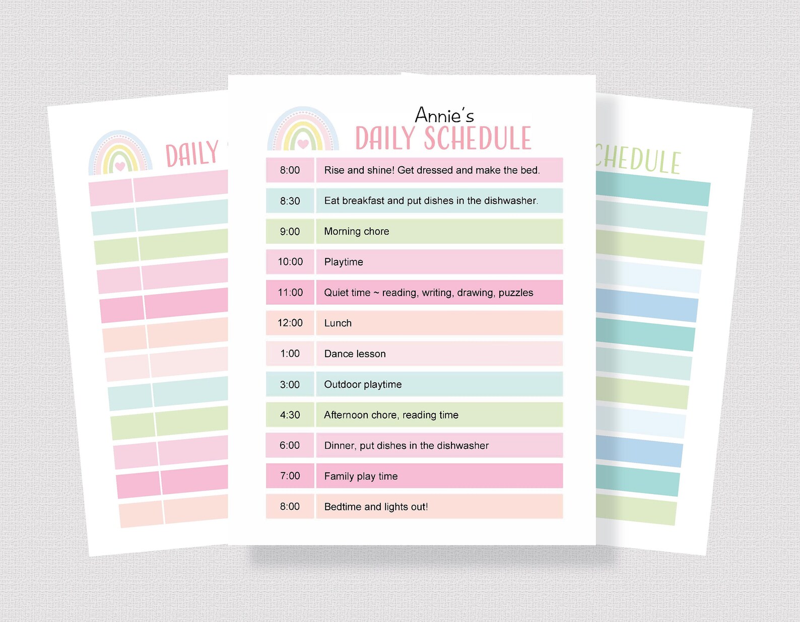 DAILY SCHEDULE for KIDS Printable, Editable Daily Schedule, Printable ...