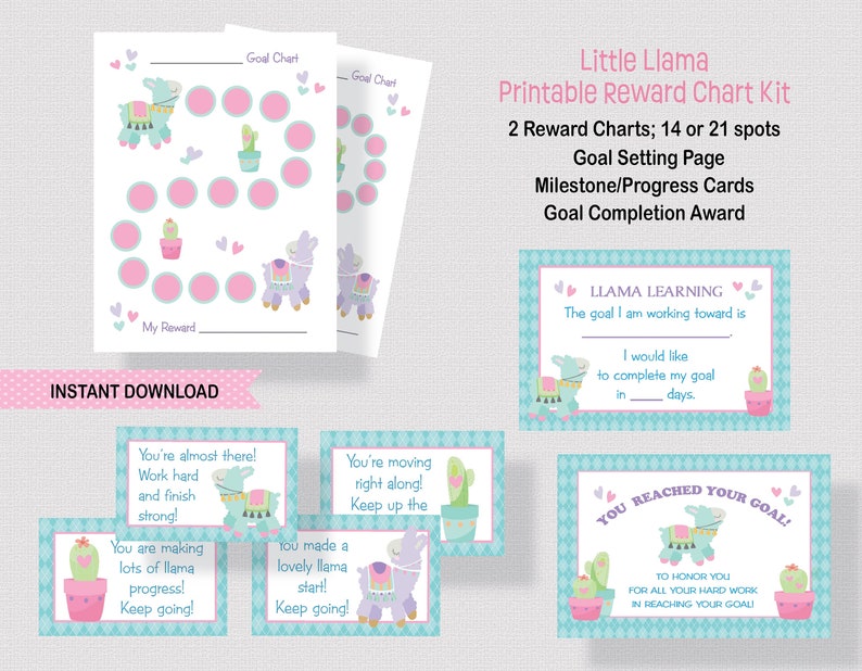 Printable Llama Reward Chart Kit for Kids and Adults - Etsy