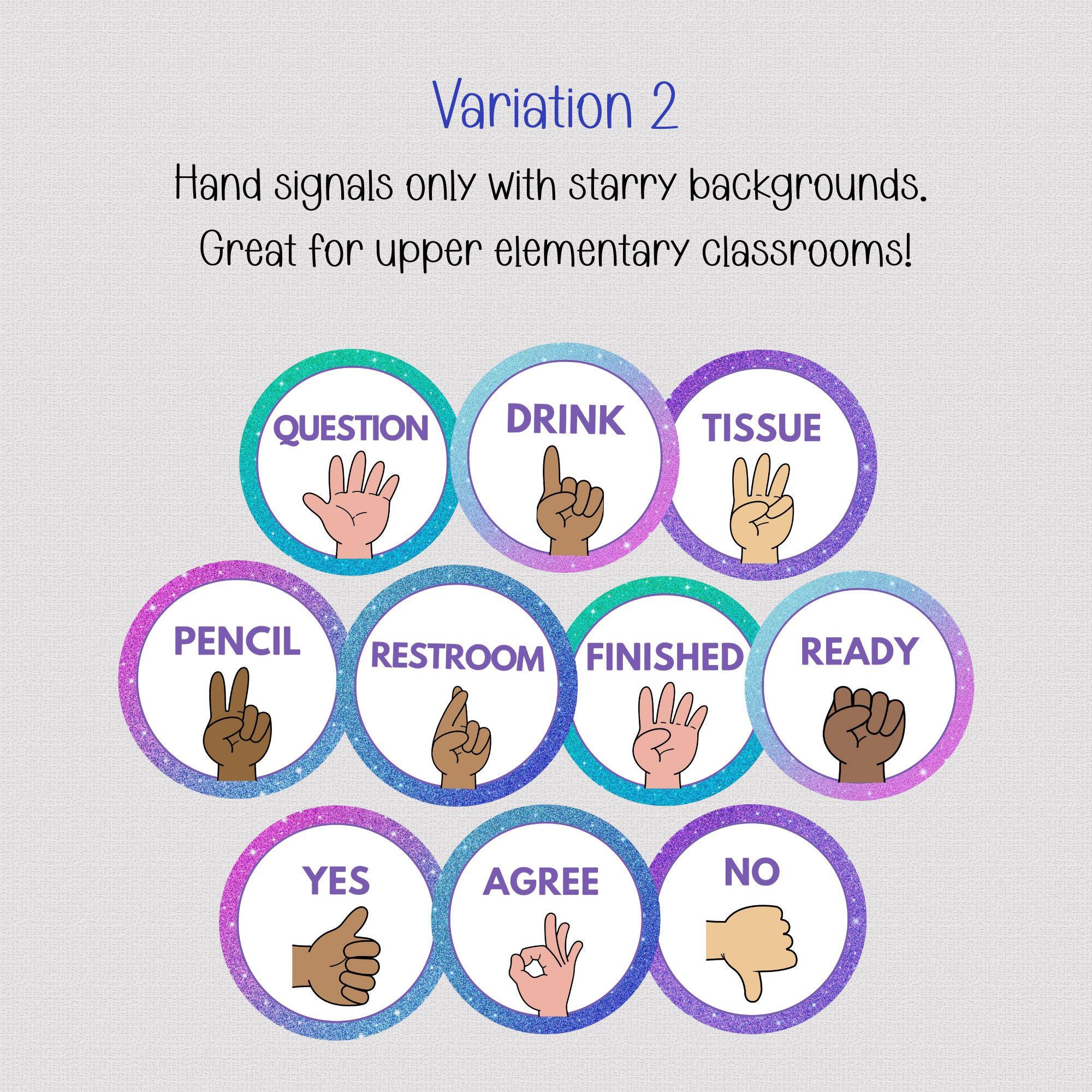 Printable HAND SIGNAL SIGNS for Classroom Management, Space Theme Set ...