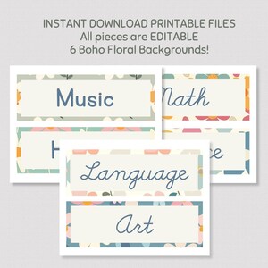PRINTABLE CLASSROOM SCHEDULE Cards, Boho Garden Editable Cards for ...