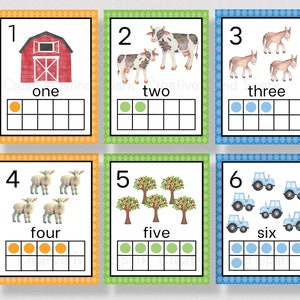 FARM THEME NUMBER Printable Posters, Farm Numbers 1-20 Classroom Wall ...