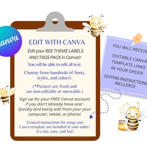 BEE THEME CLASSROOM Labels and Tags, Large Set of Editable Bee Labels ...
